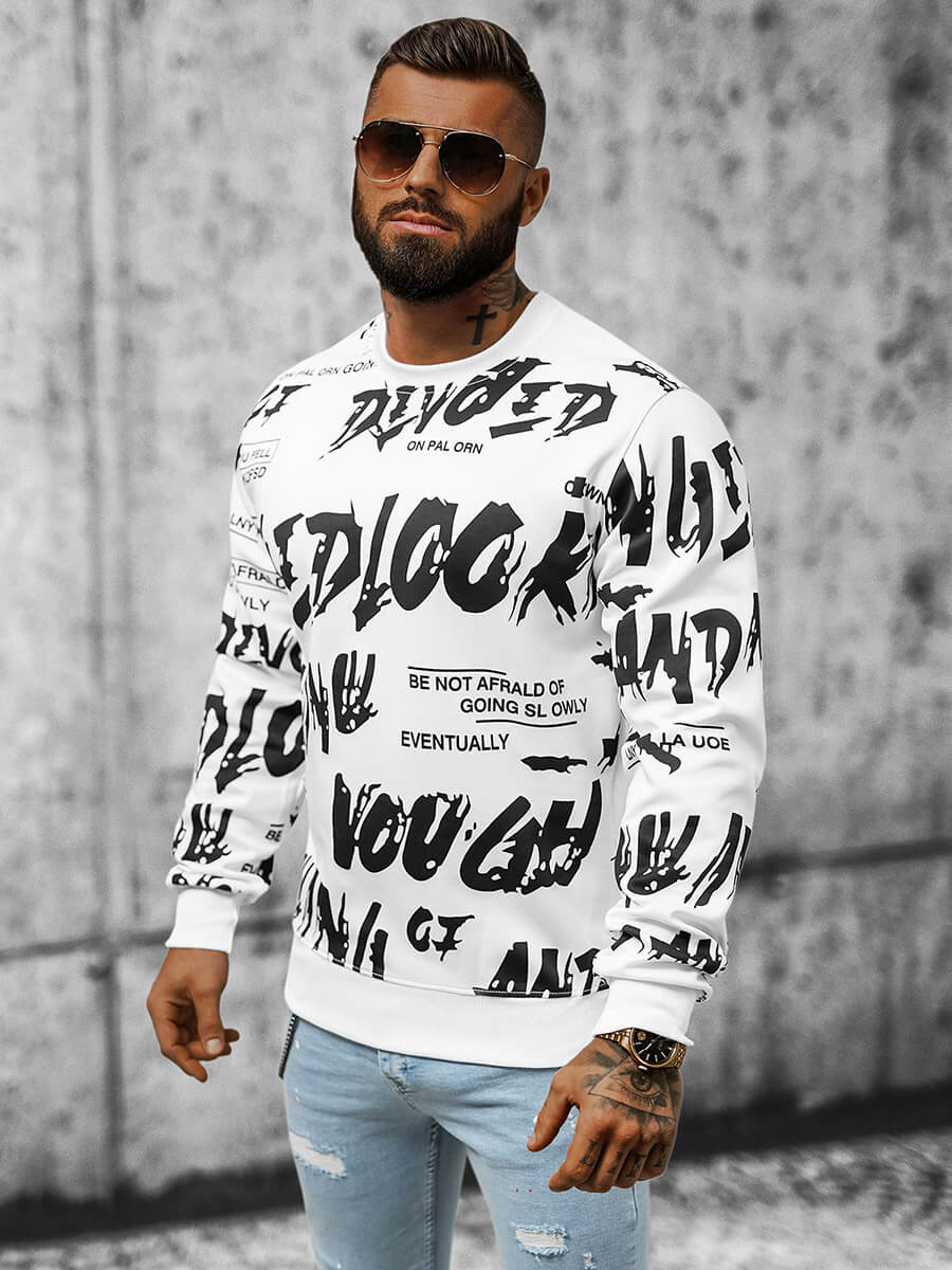 Pánská Mikina Bílá OZONEE JS/8B1107/1 | OZONEE.CZ