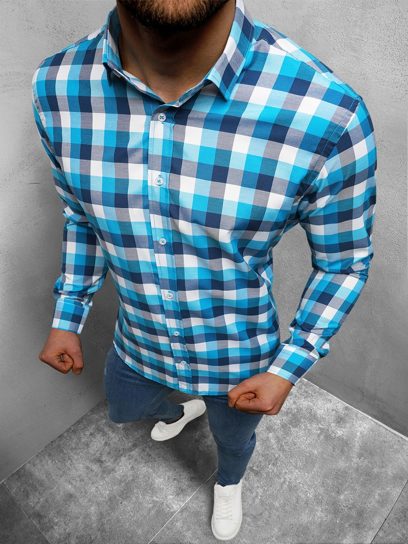 Pánská Košile Modrá OZONEE O/1322 | OZONEE.CZ